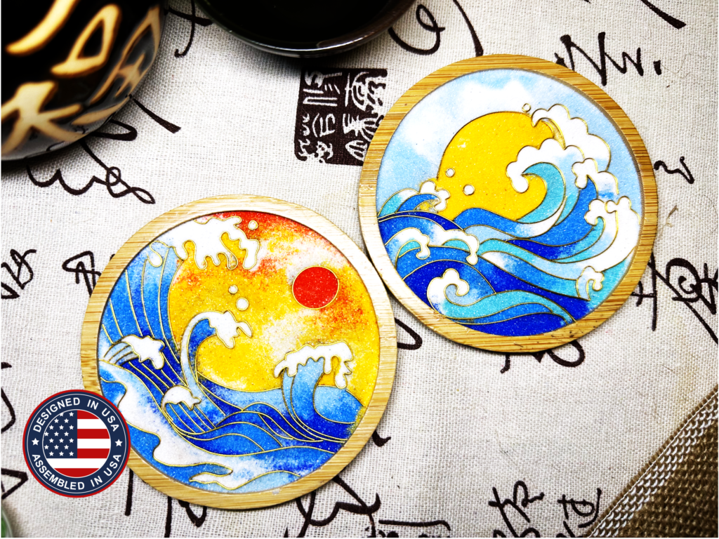 Waves And Sunset Bamboo Coaster - CloisNova
